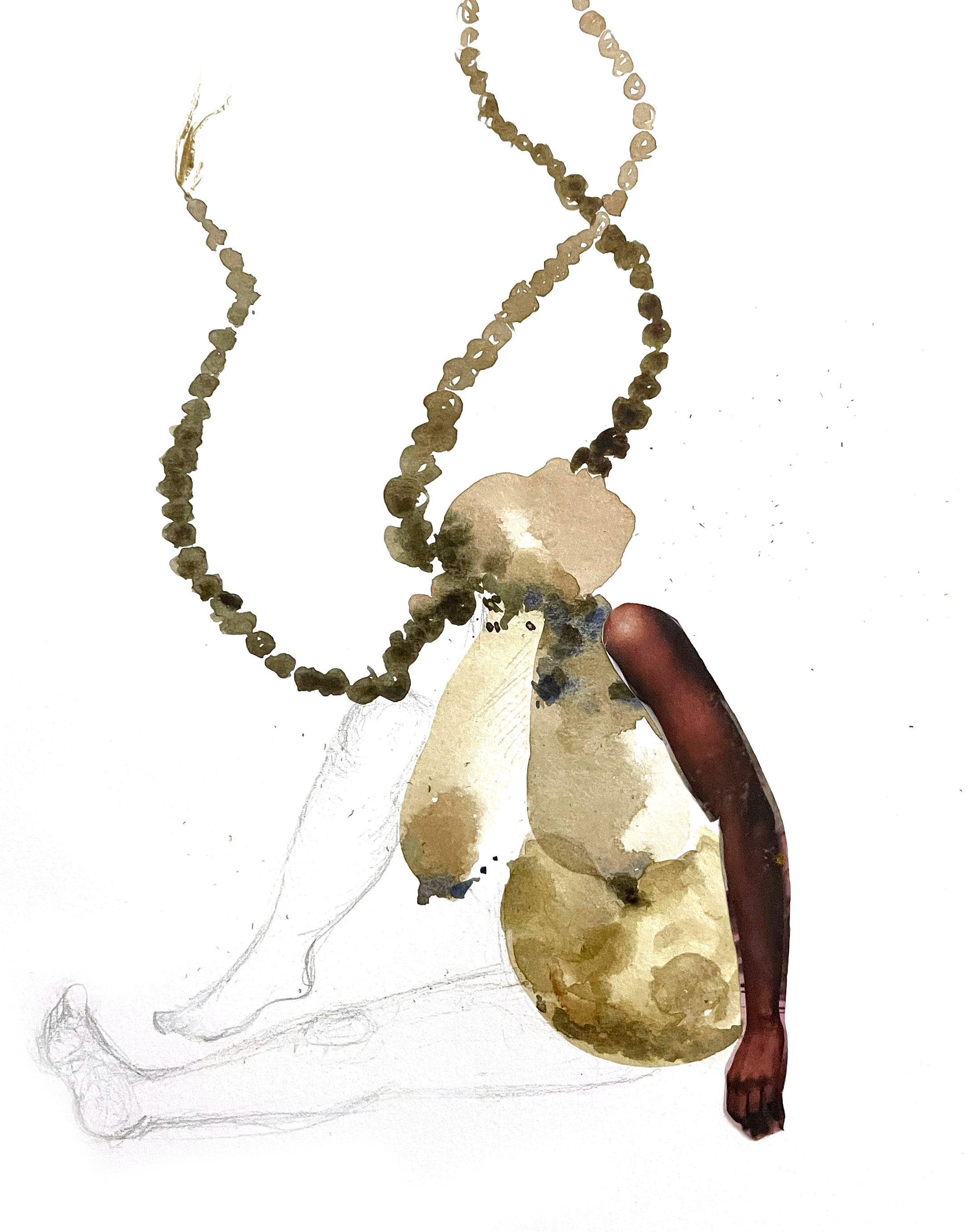 Debra Cartwright, Descendant, 2023, Watercolor collage on paper, 9 x 13 ...